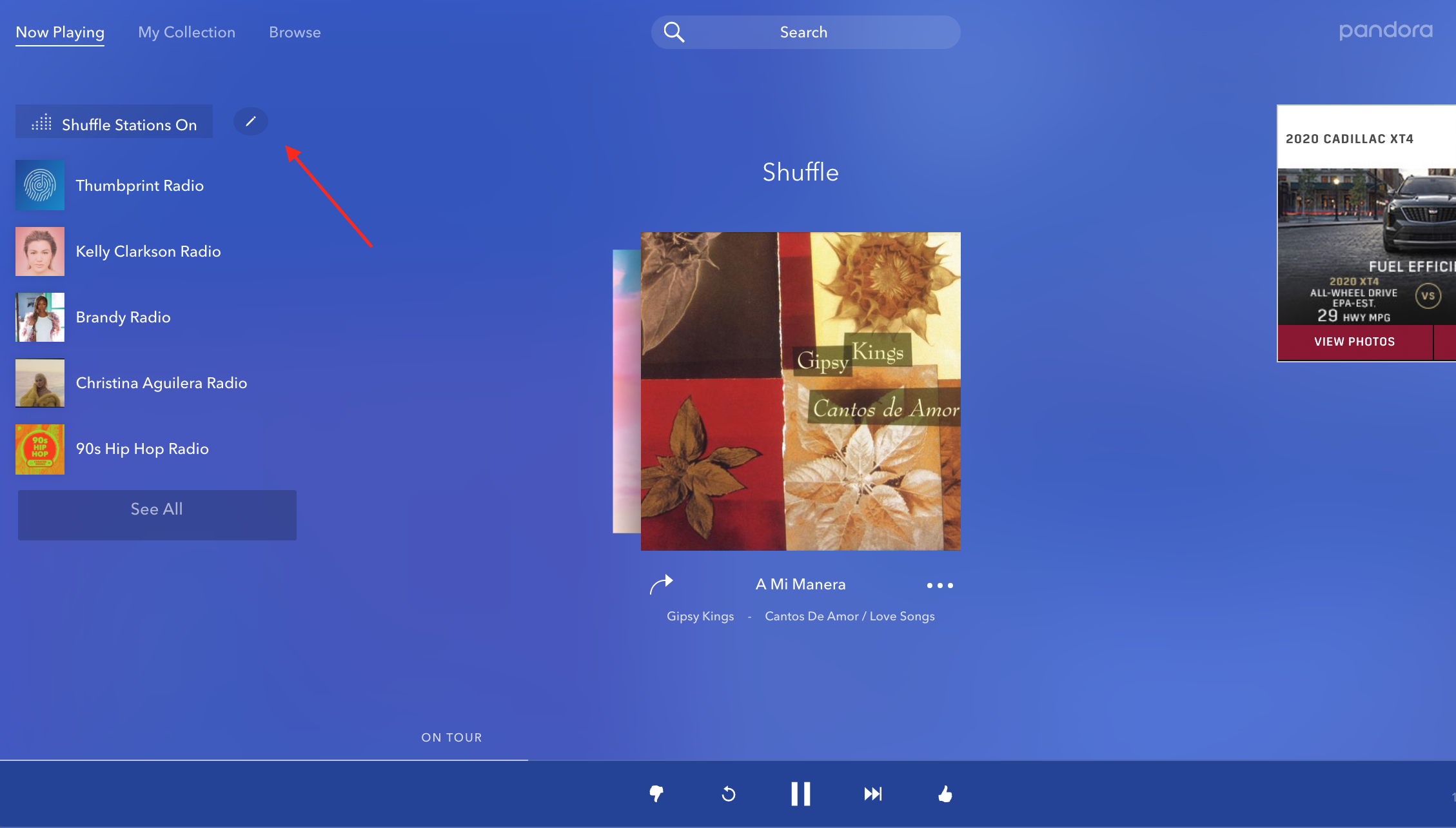 Option to edit shuffle is missing - Pandora Community