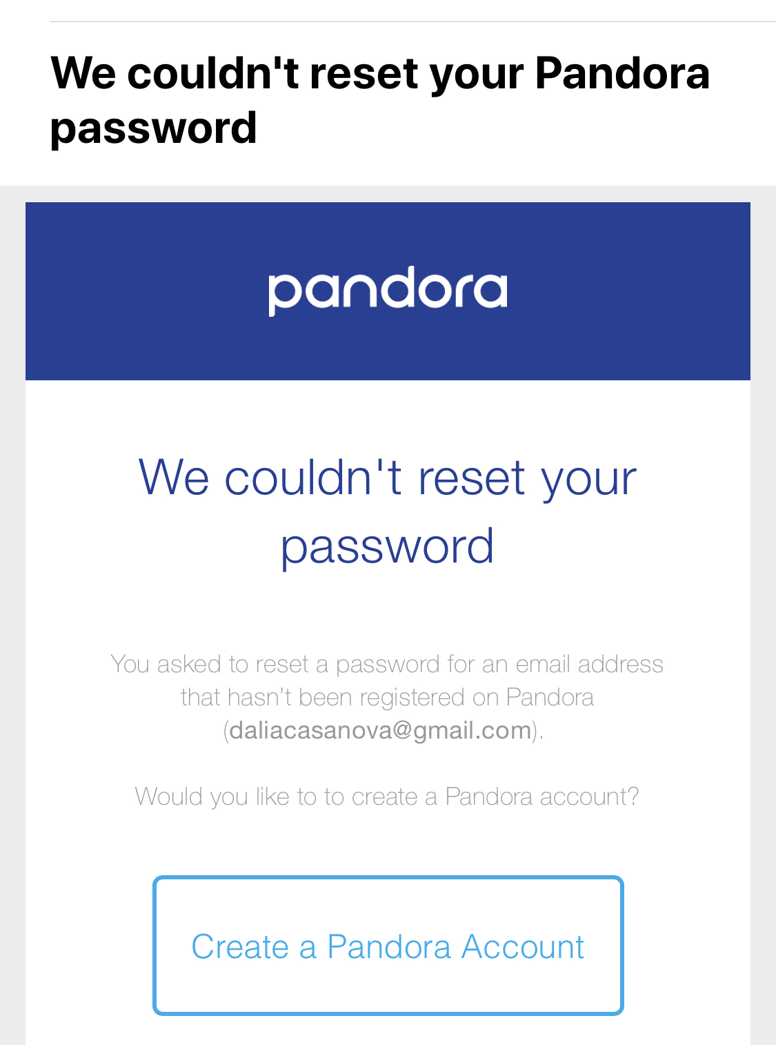 Don't remember the email address on my account - Pandora Community