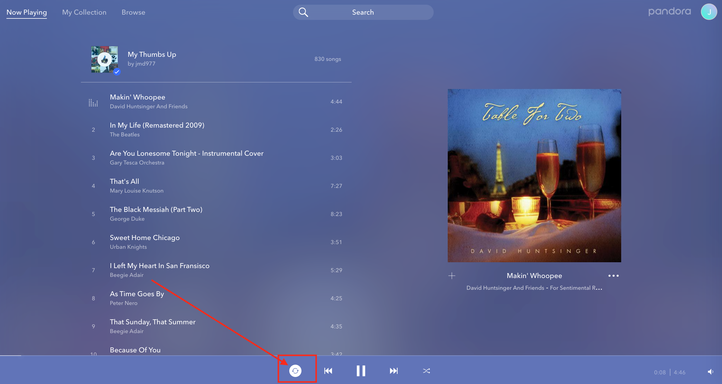 Solved: Replaying a Playlist - Pandora Community