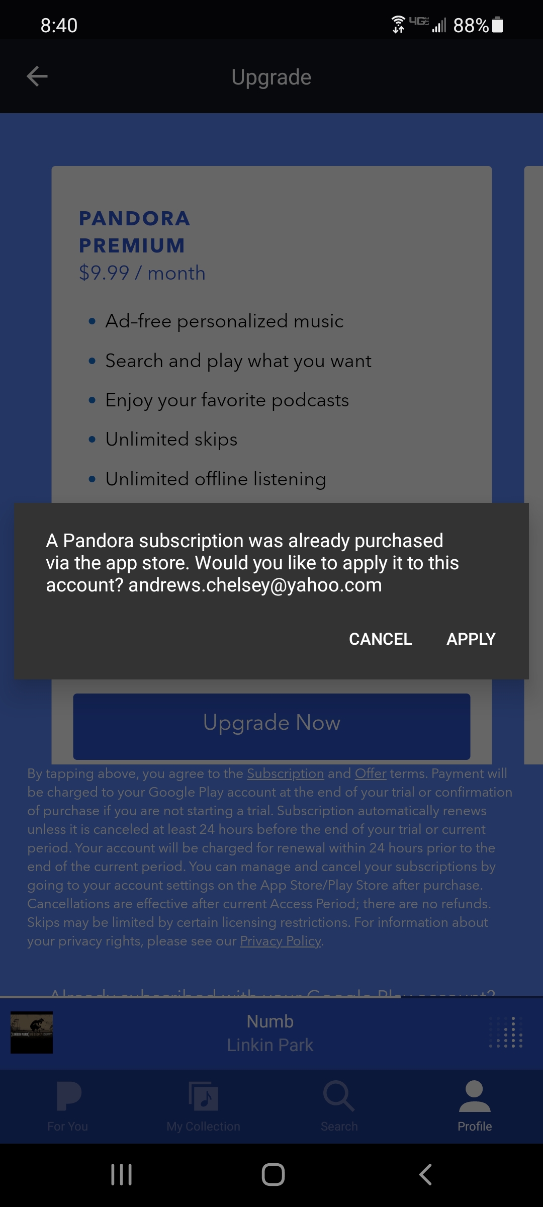 Solved: Error Message: "Subscriptions are currently unavai... - Pandora ...