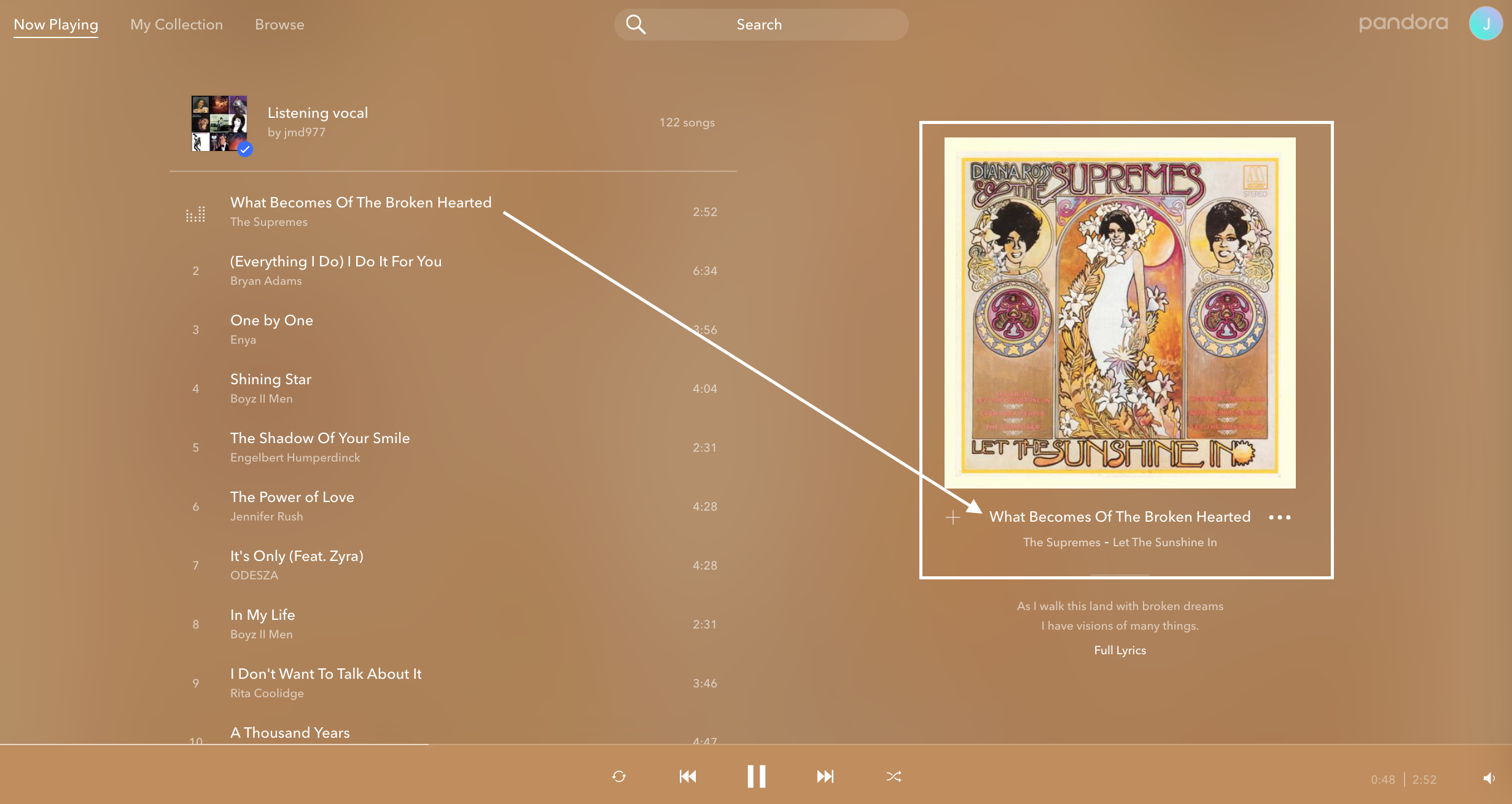 Improve indicator that shows what song is playing - Pandora Community